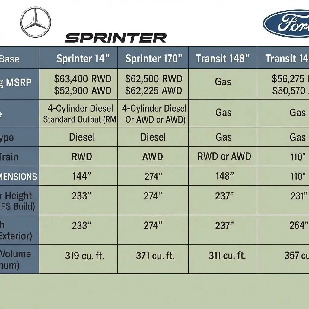 Sprinter vs Transit: Camper Van Comparison